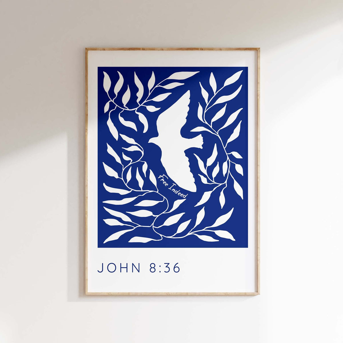 Free Indeed Christian Wall Art Print, John 8 36 Bible Verse Poster