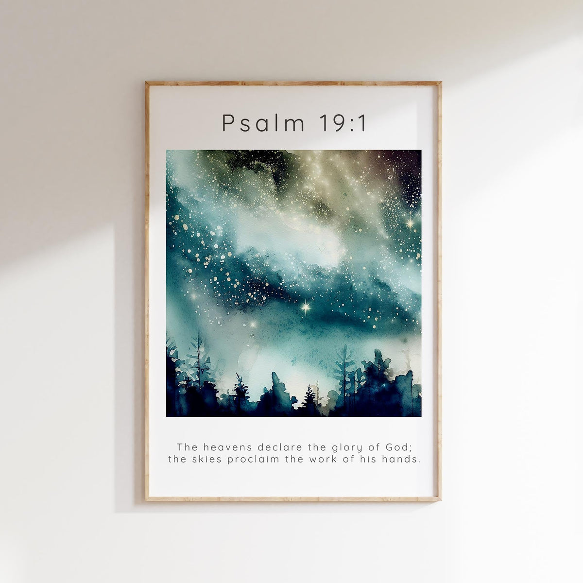 The Heavens Declare The Glory Of God Bible Verse Print, Watercolour Ni ...